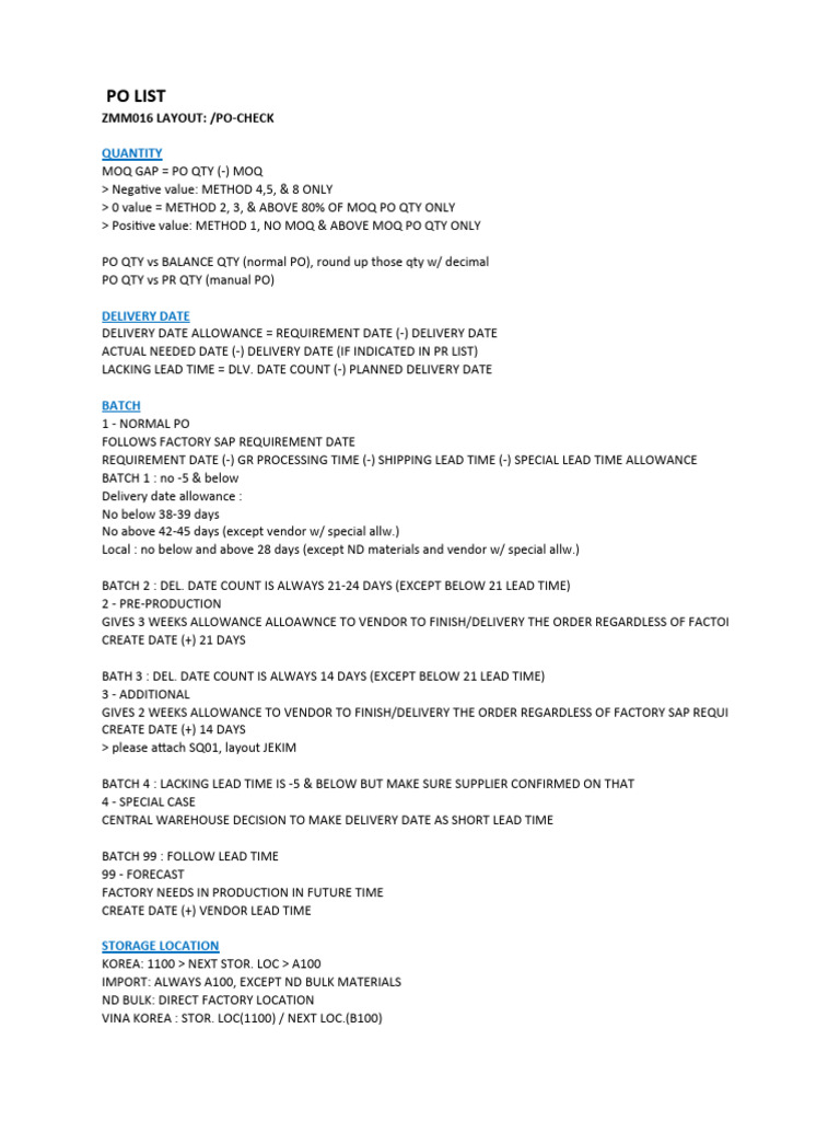 Po List Checking | PDF