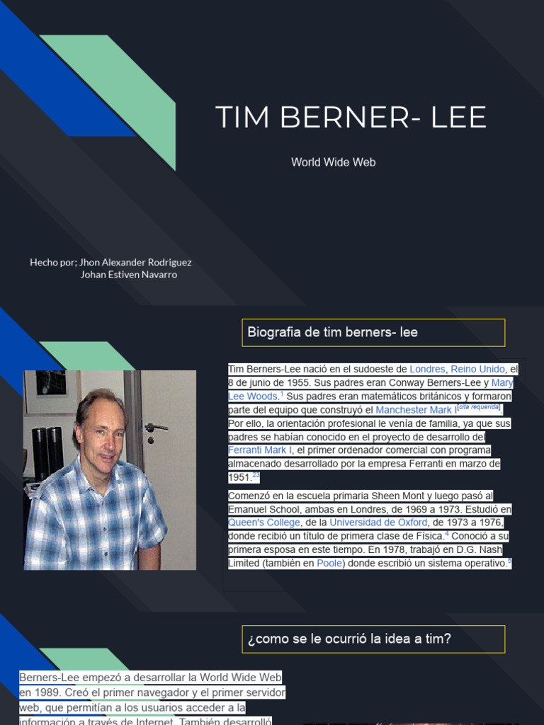 Biografía de Tim Berners-Lee y su legado | PDF | Red mundial | Internet ...