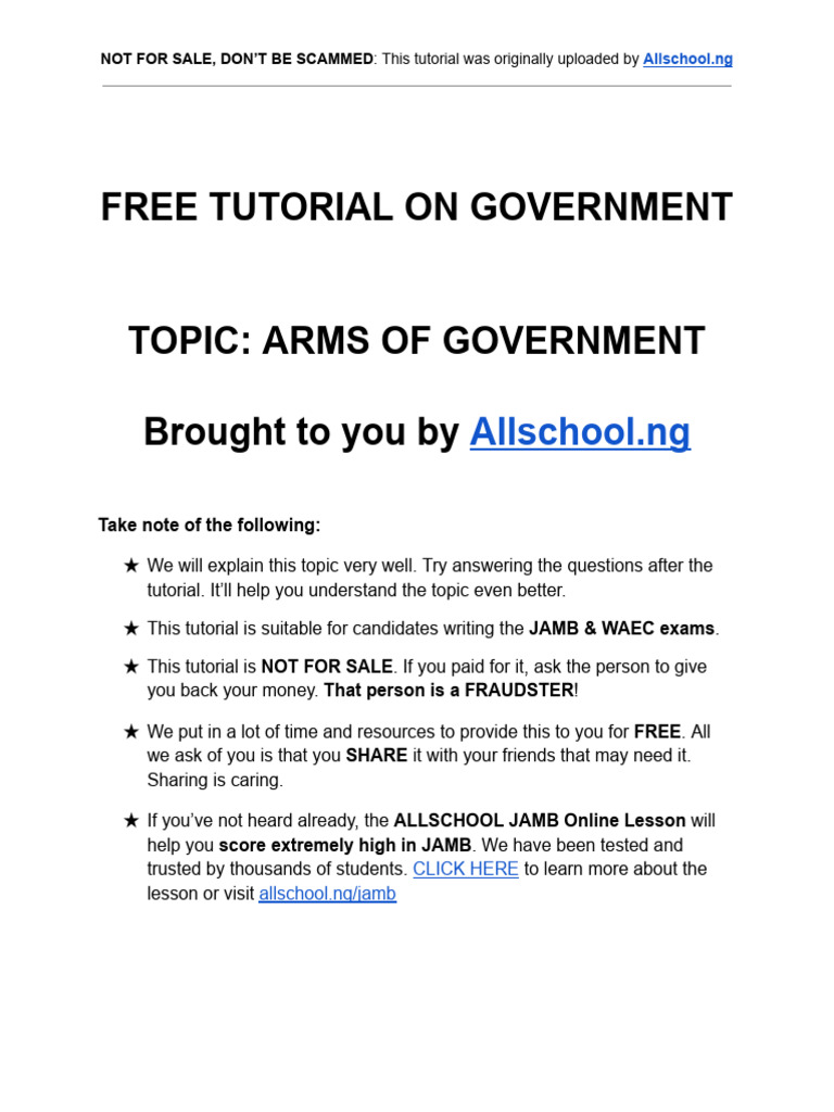 Understanding Arms of Government Tutorial | PDF | Separation Of Powers ...