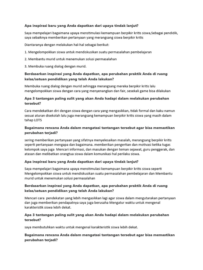 Apa Inspirasi Baru Yang Anda Dapatkan Dari Upaya Tindak Lanjut | PDF Apa Inspirasi Baru Yang Anda Dapatkan Dari Upaya Tindak Lanjut | PDF