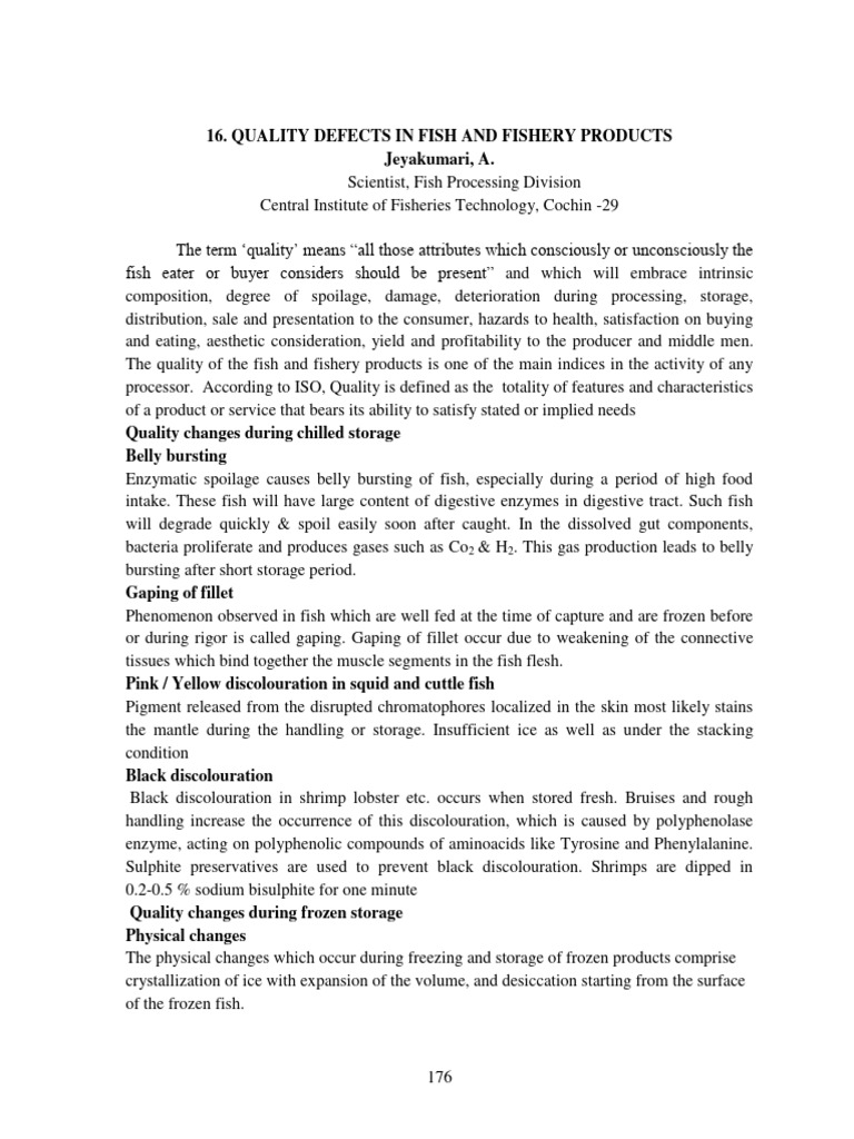 Quality Defects in Fish Products | PDF | Decomposition | Freezing
