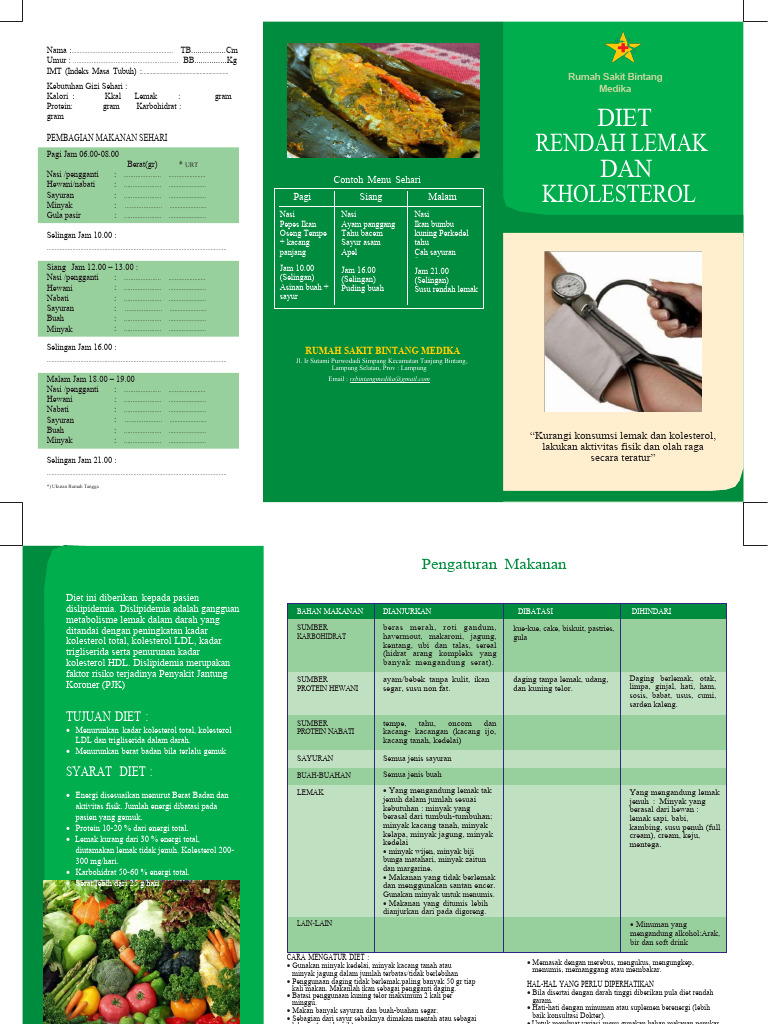 Leaflet Diet Rendah Lemak Dan Kholesterol 1 RSBM | PDF