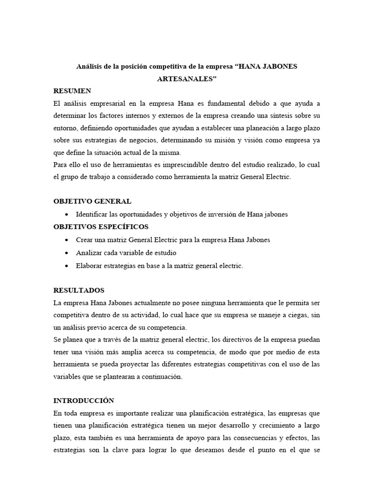 Posicion Competitiva | PDF | Business | Planificación estratégica