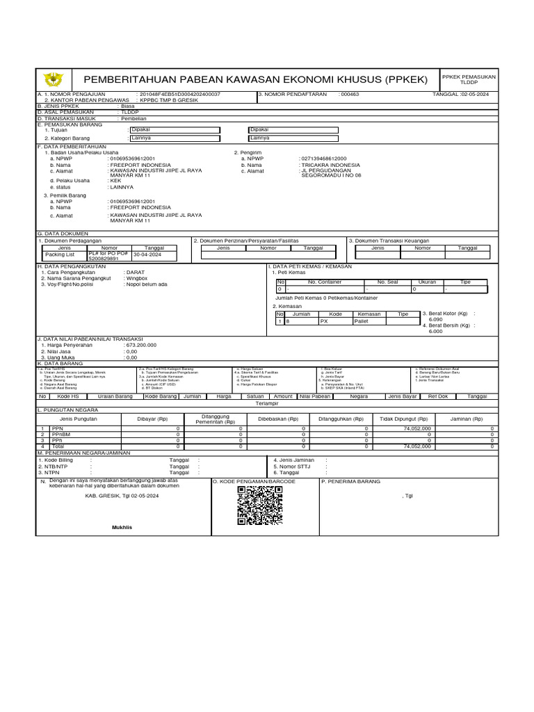 Final - PPKEK Domestic - PT Tricakra Indonesia - PO# 5200829891 - 03 ...