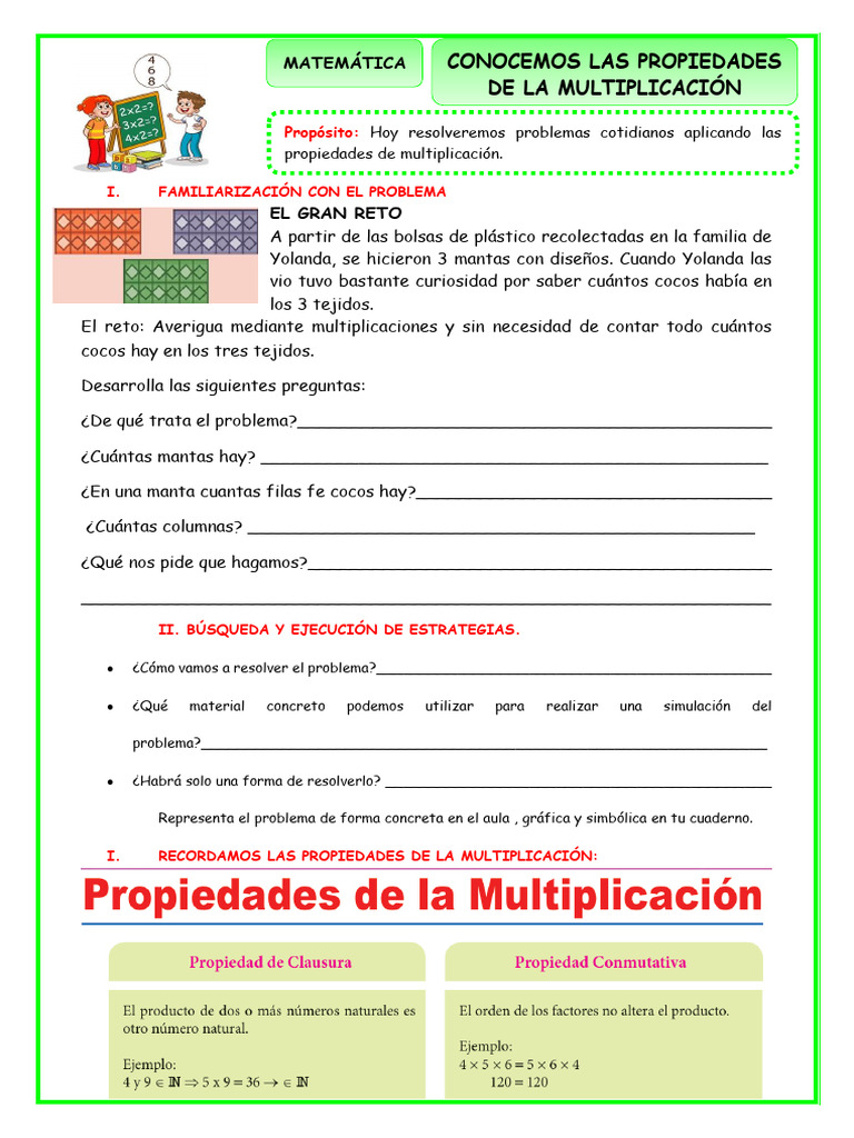 Ficha-Mat-Conocemos Las Propiedades de La Multiplicación | PDF ...