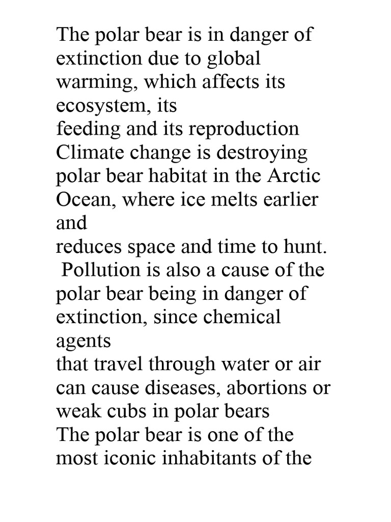 The Polar Bear Is in Danger of Extinction Due To Global Warming | PDF ...