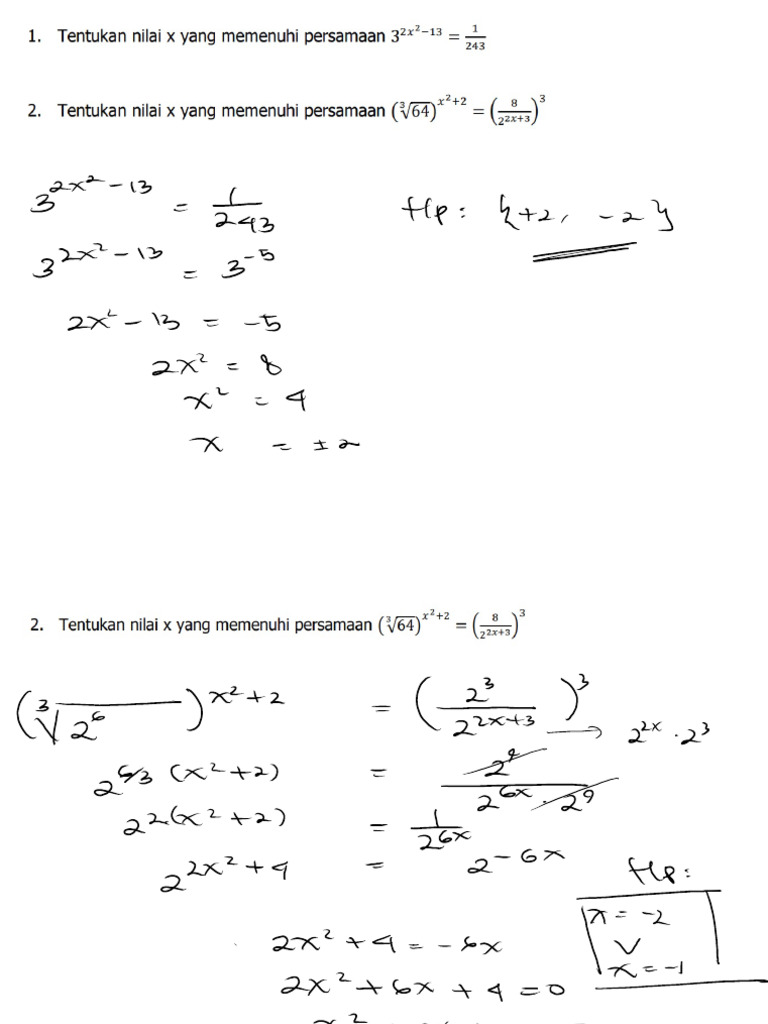 Latihan Ulangan Persamaan Eksponen | PDF