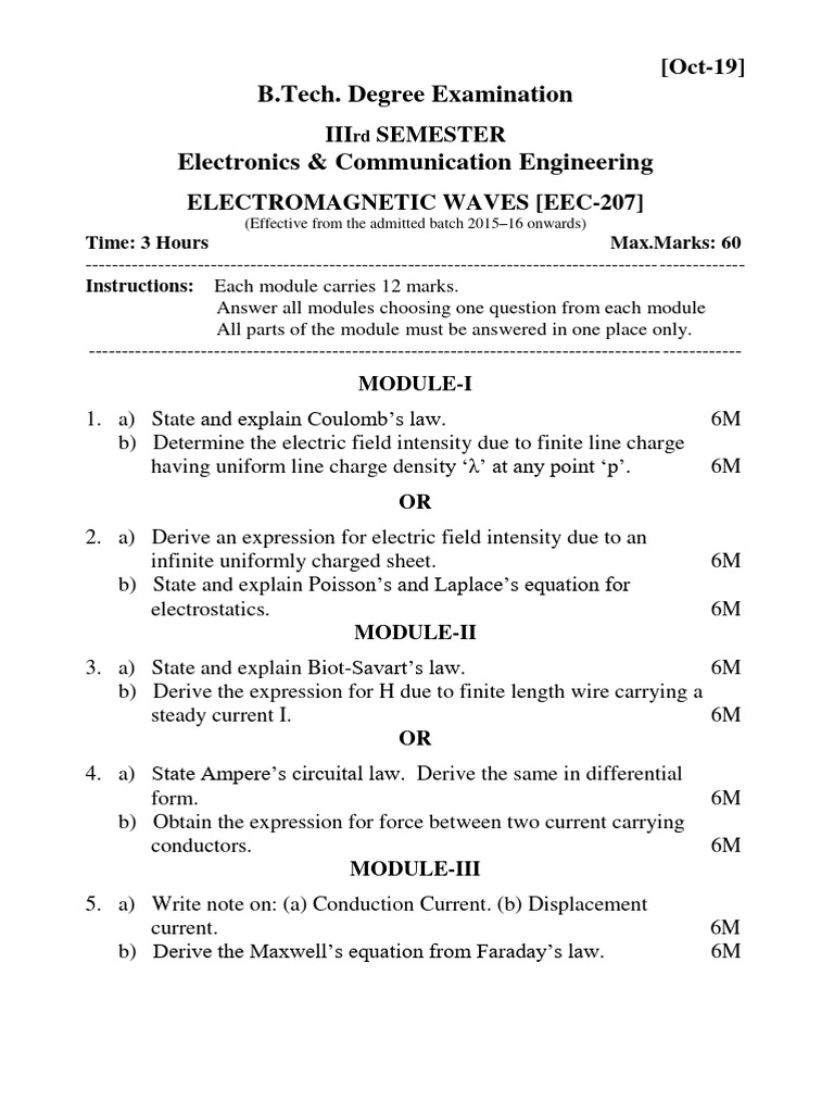 Electromagnetic Waves Exam Paper | PDF | Waves | Maxwell's Equations