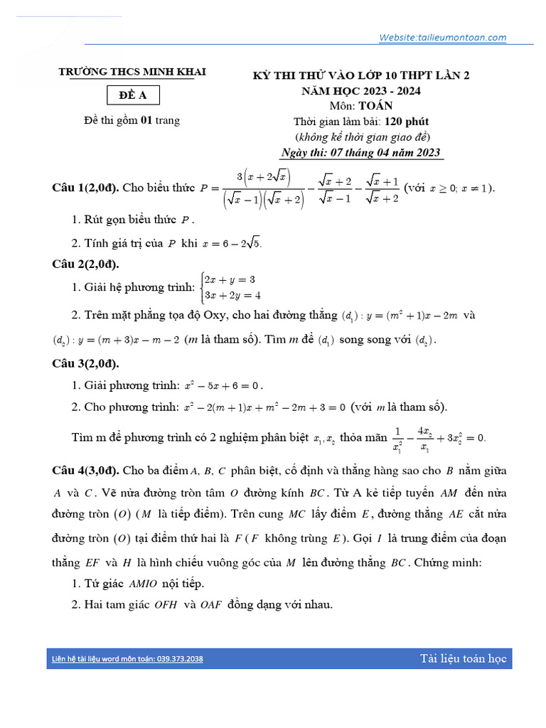 De Thi Thu Vao Lop 10 Mon Toan Nam 2023 2024 Trang 2 Pdf