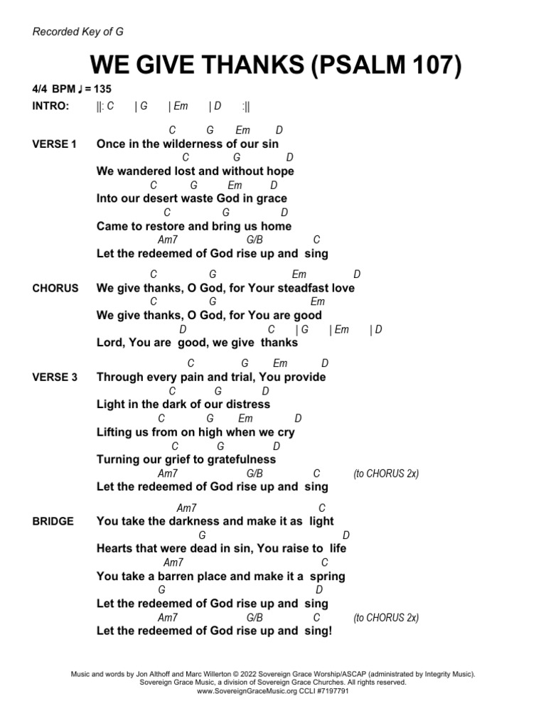 We Give Thanks - UG - CHART - REC G 1 | Download Free PDF | Bible ...
