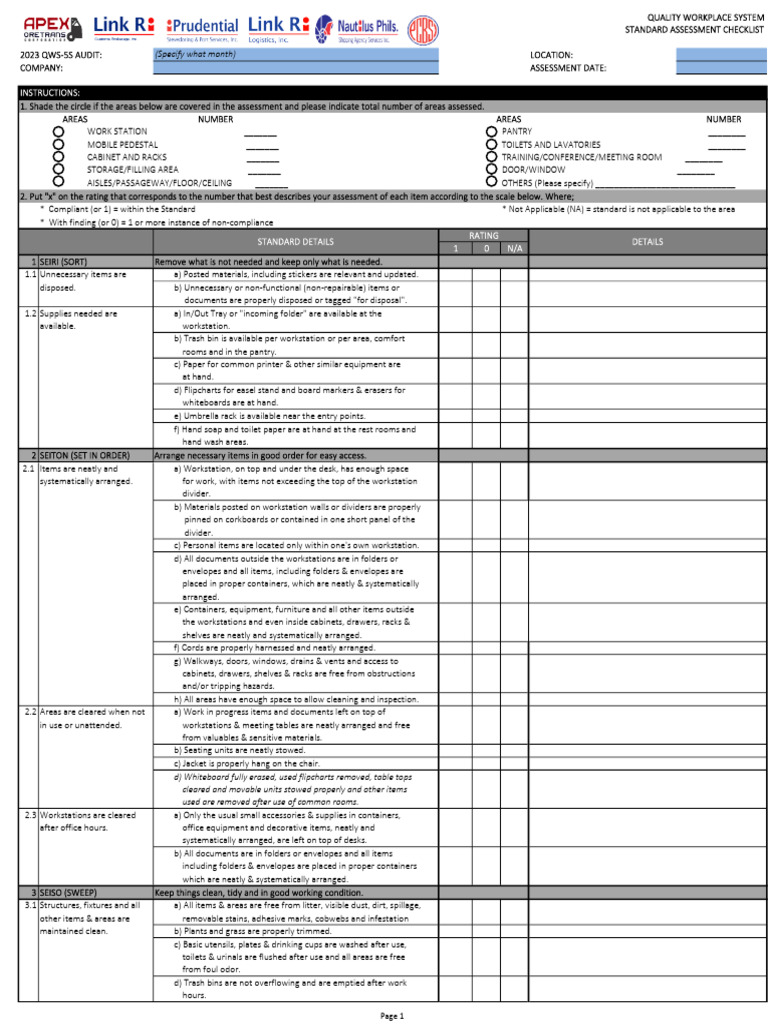 QWS CHECKLIST FORM 1 | Download Free PDF | Cabinetry | Toilet