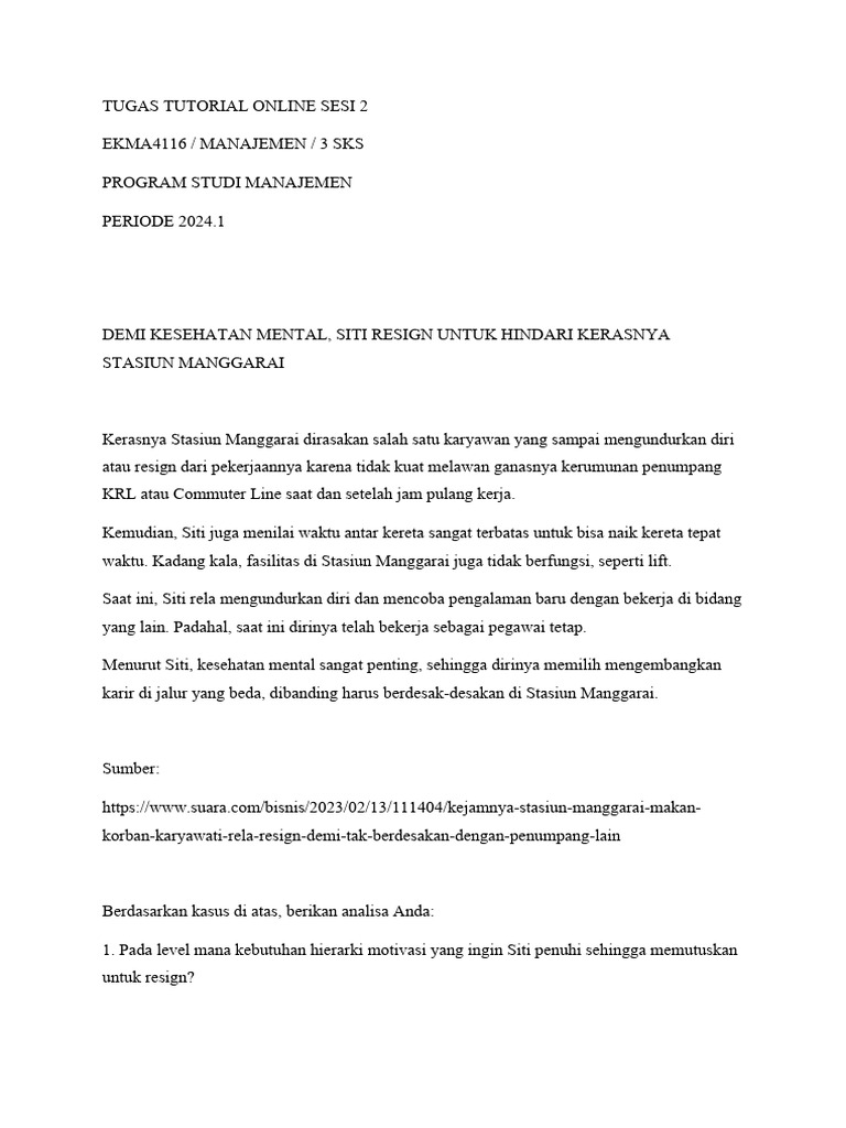 TUGAS TUTORIAL ONLINE SESI 2 Manajemen | PDF | Karier & Perkembangan