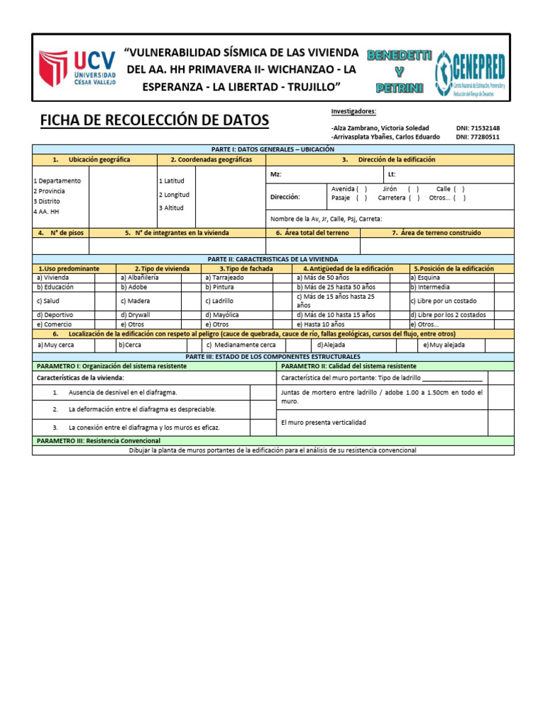 FICHA DE RECOLECCIÓN Encuesta Modificada | PDF | Elementos arquitectónicos | edificio