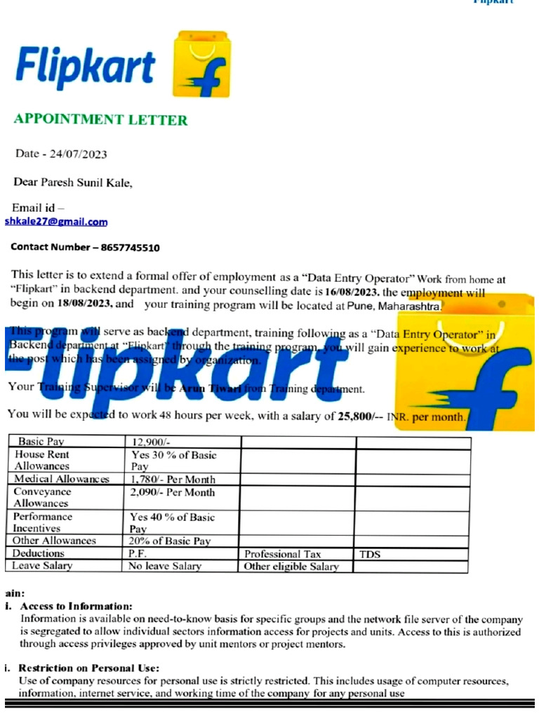 Flipkart Joining | PDF