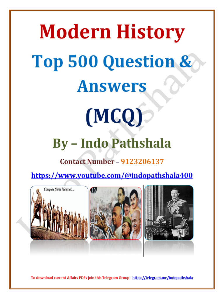 Modern History Top 500 MCQ Colour | PDF | British India | Indian ...