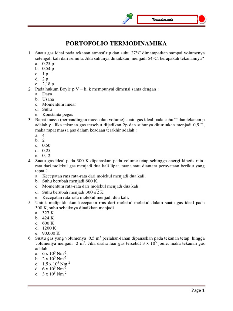 Portofolio Termodinamika nw-1 | PDF | Sains & Matematika