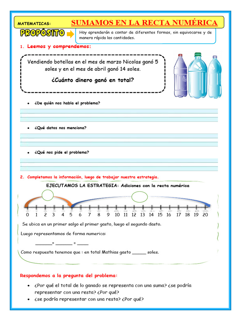 U3 S3 Ficha D4 Mat Sumamos en Recta Numérica | PDF