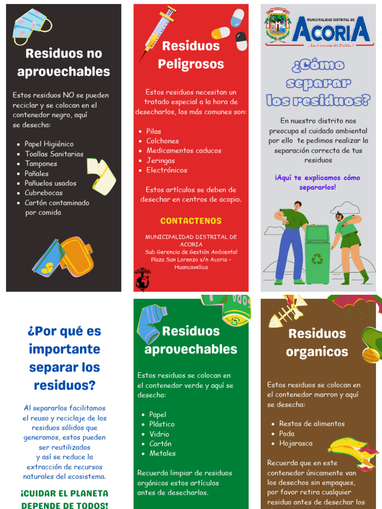 Triptico Sobre Separación de Residuos | Descargar gratis PDF | Residuos | Reciclaje