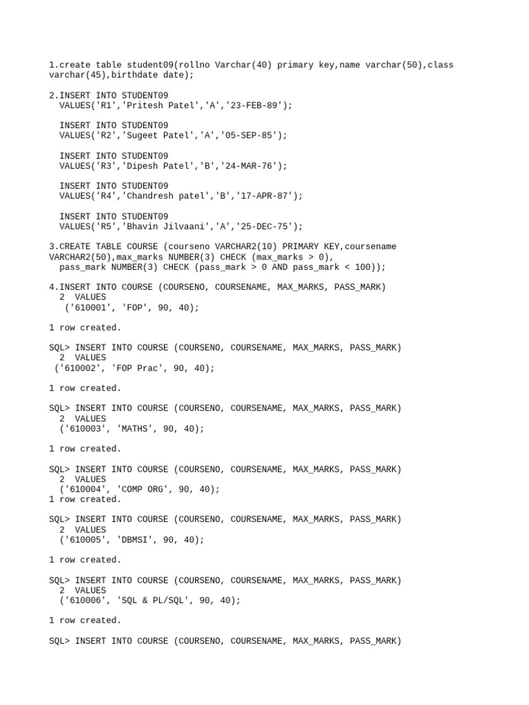 SQL Practicle 3 | PDF | Computer Data | Software Design