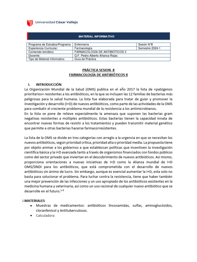 Guia de Practica Farmacologia 08 | PDF | Investigación y desarrollo | Las bacterias