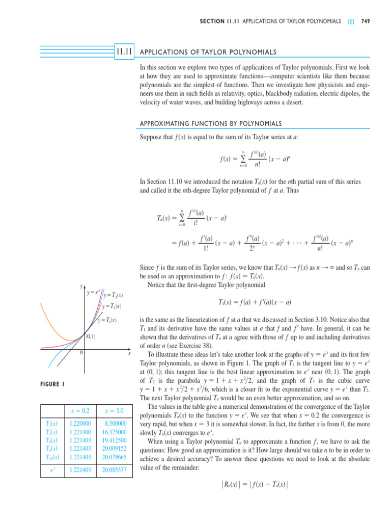 1.11 Applications of Taylor Polynomials | PDF | Polynomial | Tangent