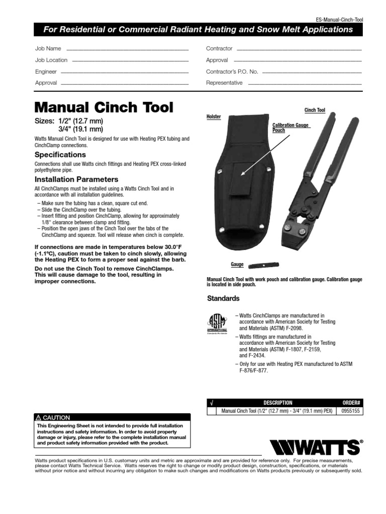 ES Manual Cinch Tool EN 1145 - Web | PDF | Calibration | Industries