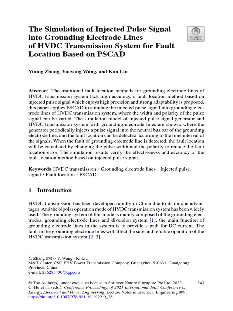 The Simulation of Injected Pulse Signal Into Grounding Electrode Lines ...