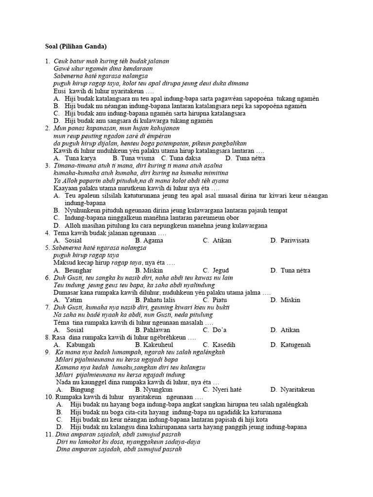 Penilaian Harian Rumpaka Kawih | PDF