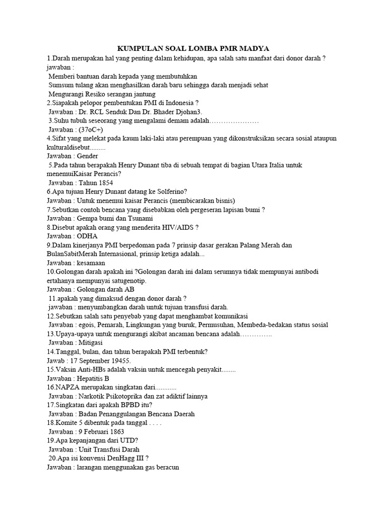 Kumpulan Soal Lomba PMR Madya | PDF