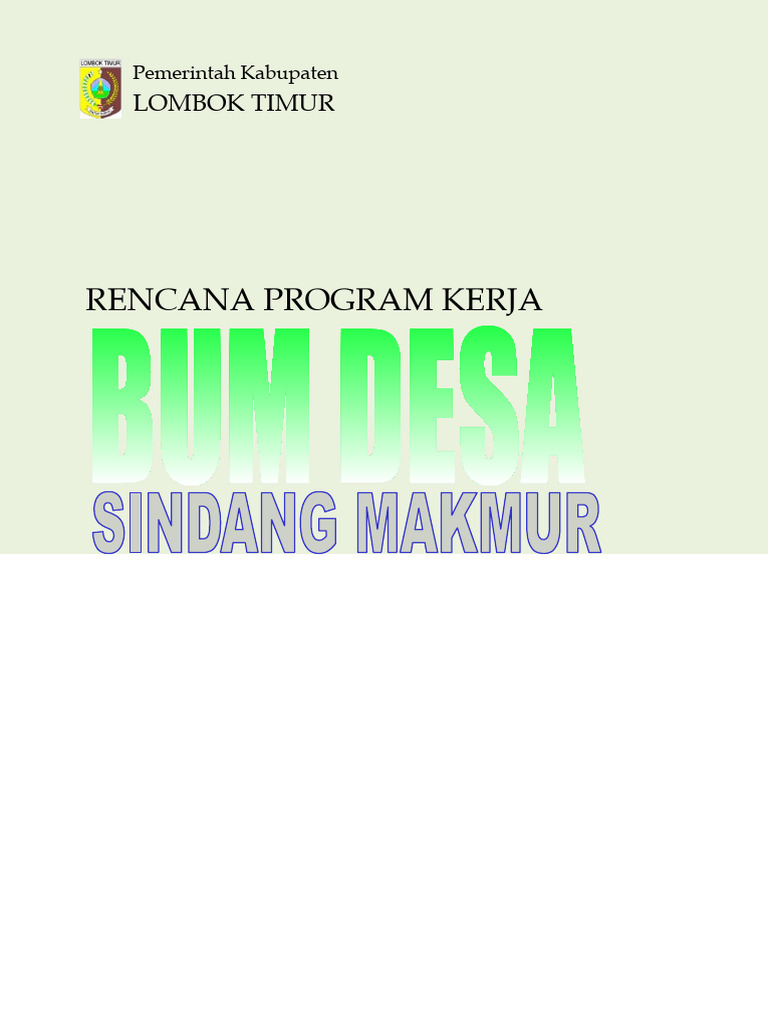 Rencana Program Kerja BUM Desa (Terbaru) | PDF