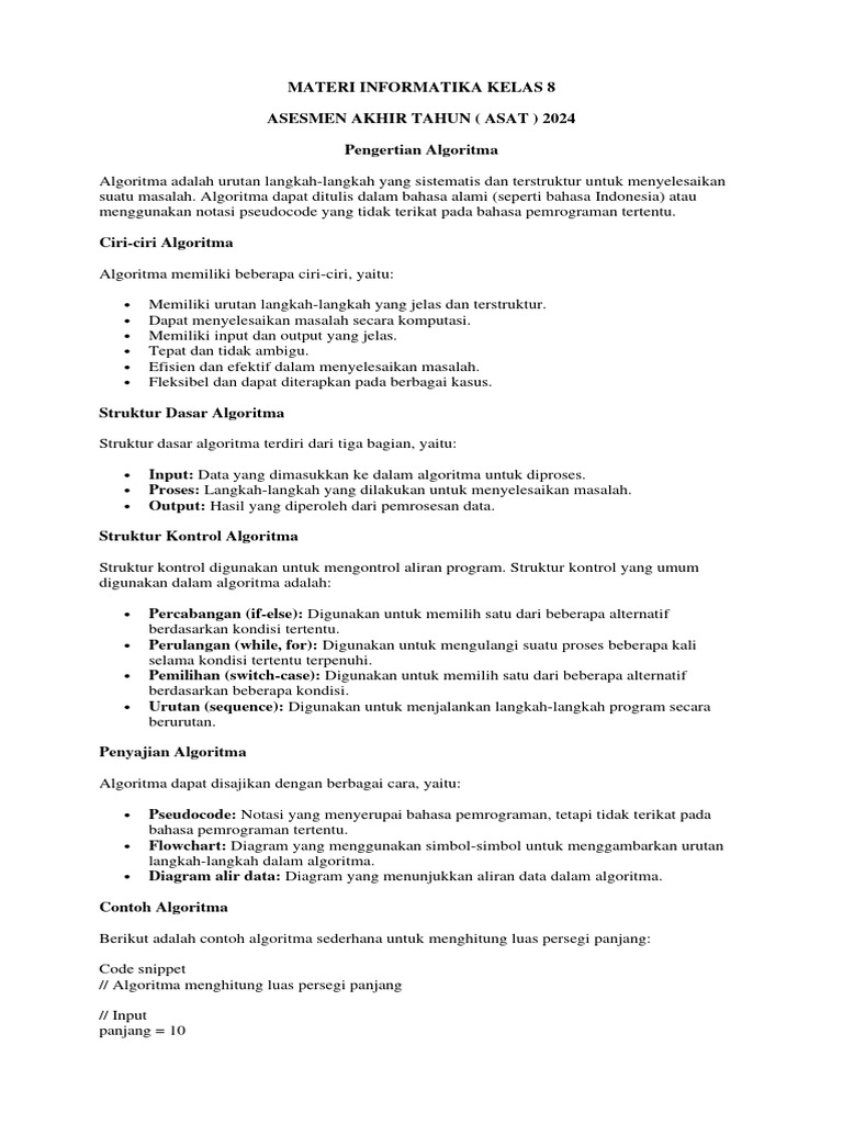 Materi Informatika Kelas 8 Asat 2024 | PDF | Bisnis | Teknologi & Rekayasa