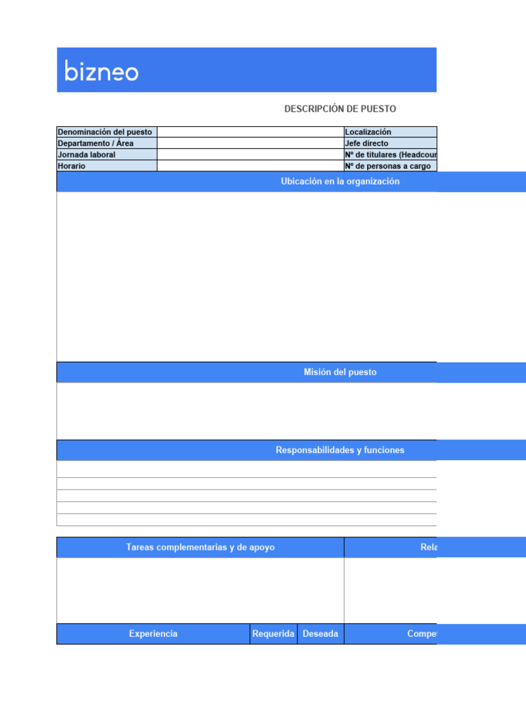 Plantilla Modelo para Describir Un Puesto de Trabajo | Descargar gratis ... Plantilla Modelo para Describir Un Puesto de Trabajo | Descargar gratis ...