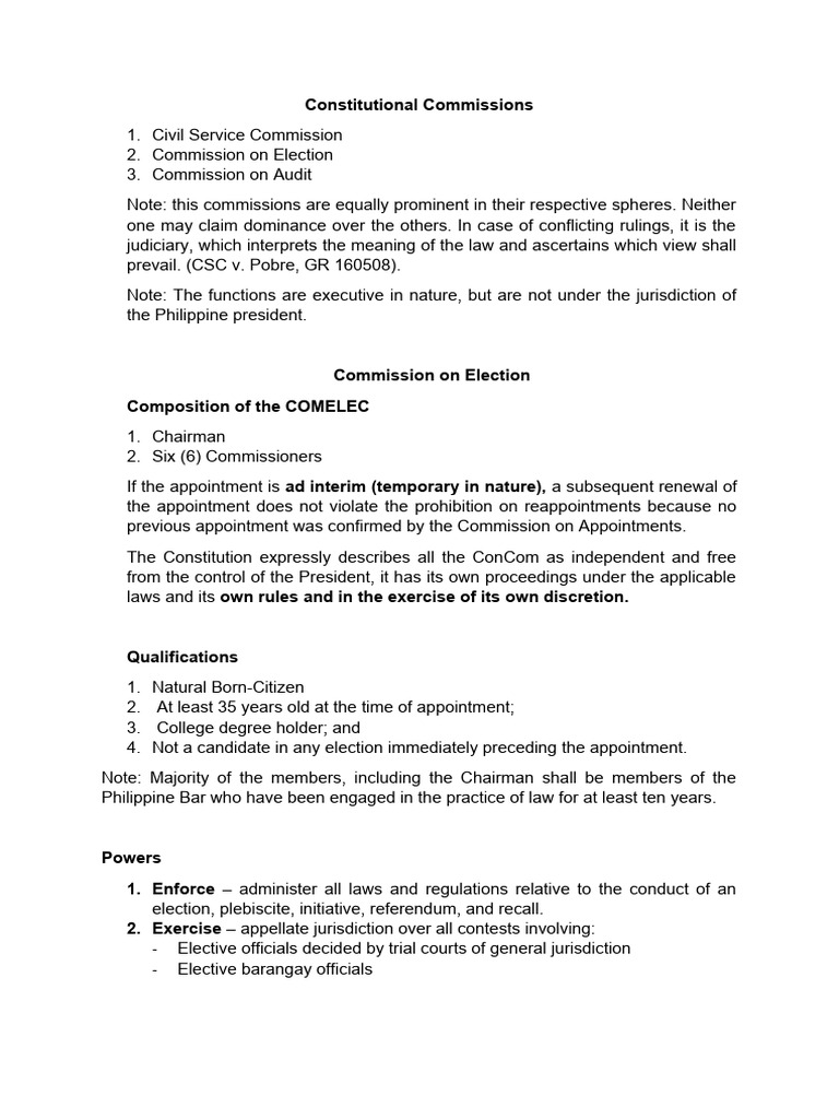 Constitutional Commissions Reviewer | PDF | Taxes | Eminent Domain
