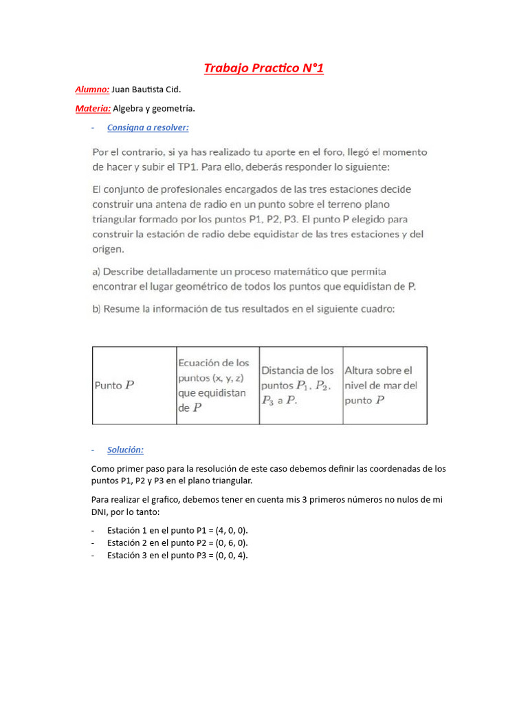 Trabajo Práctico N°1 - Álgebra y geometría | PDF