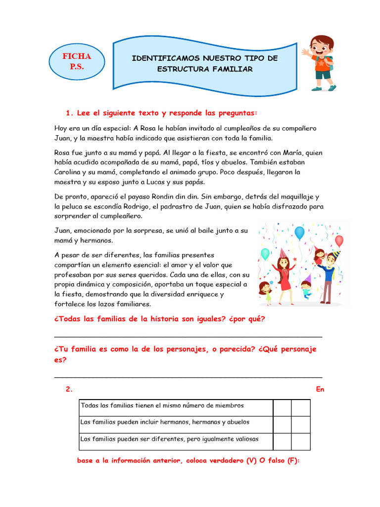 ++FICHA LUN 29 PS TIPOS DE FAMILIA | PDF