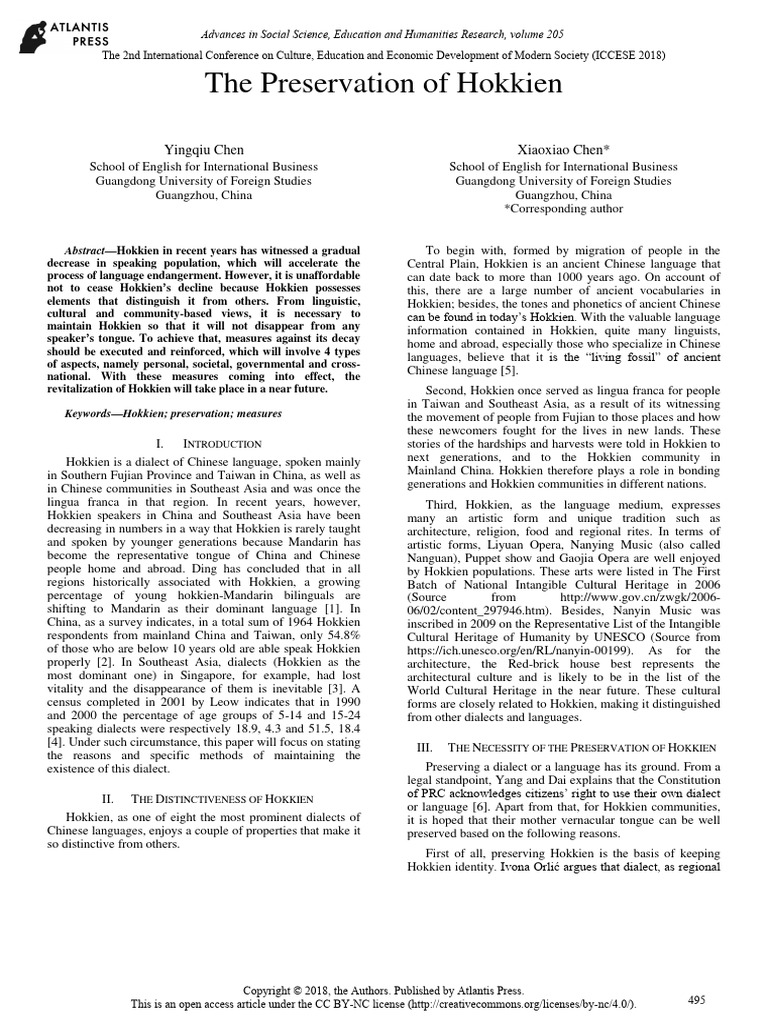 The Preservation of Hokkien | PDF | Standard Chinese | Dialect