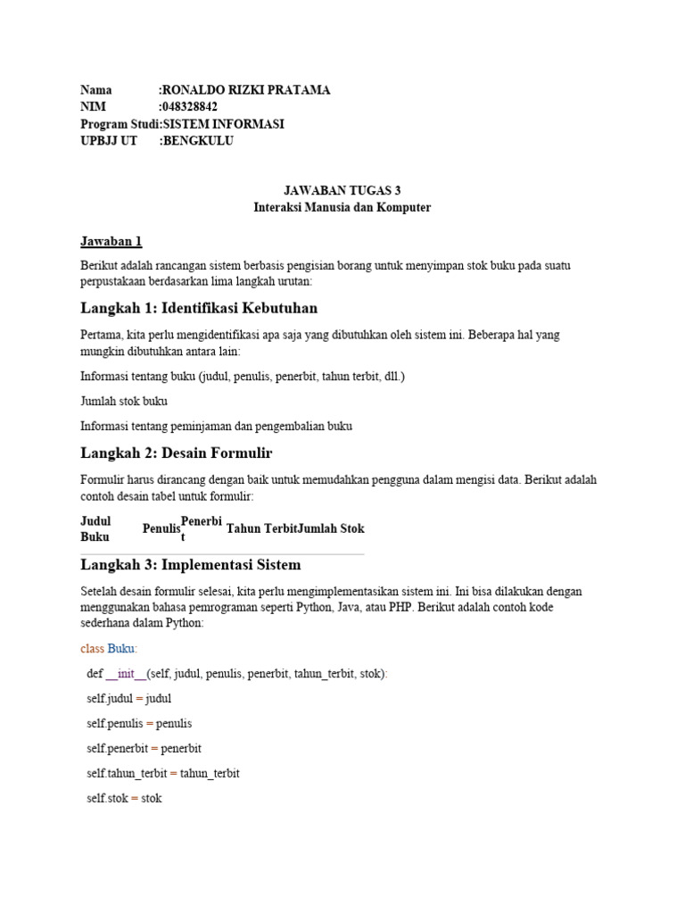 Tugas 1 Algoritma Dan Pemrograman | PDF | Karier & Perkembangan | Komputer