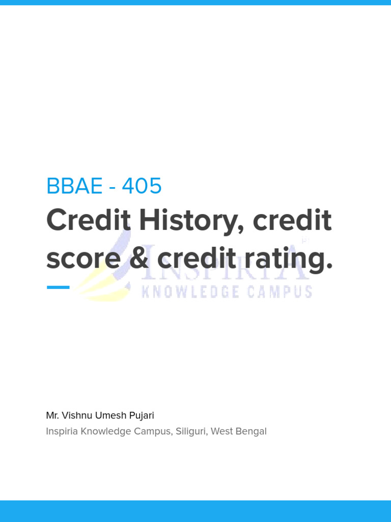 Credit History, Credit Score & Credit Rating | PDF | Credit History ...
