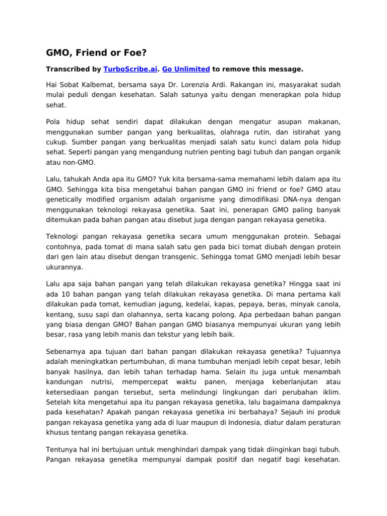 GMO, Friend or Foe | PDF