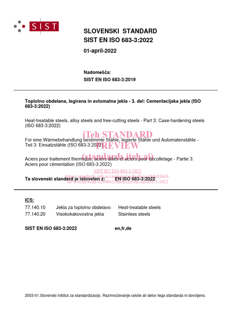 Sist en Iso 683 3 2022 | PDF | International Organization For ...