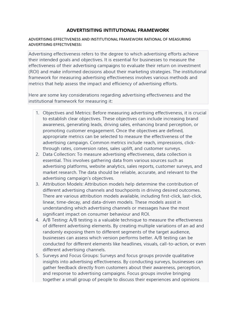 Advertisiting Intitutional Framework | PDF | Target Audience | Advertising