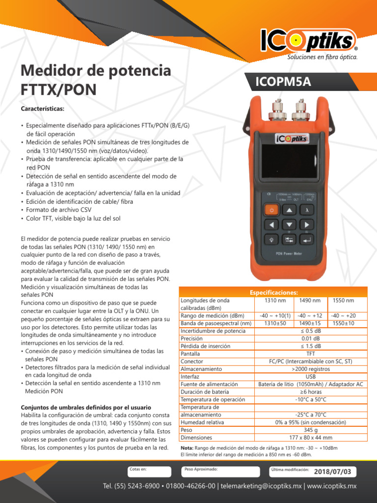 Medidor de Potencia FTTX Pon | PDF | Ingeniería Informática | Ingenieria Eléctrica