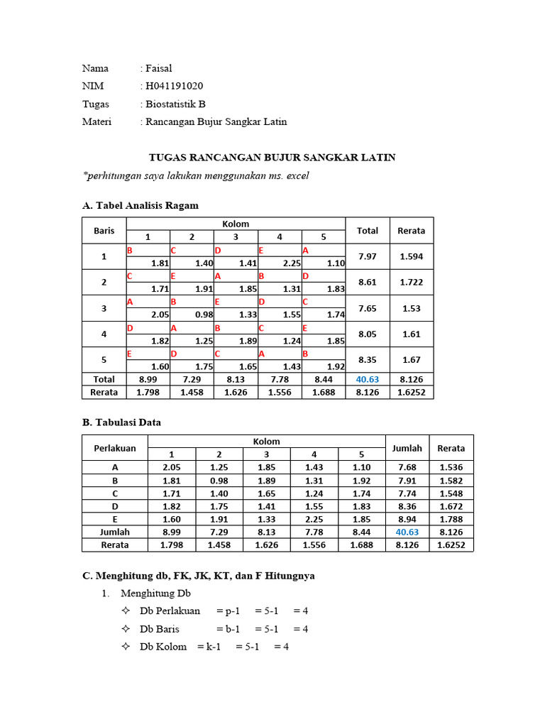 Jawaban Tugas Pekerjaan Rumah Bujur Sangkar Latin (Faisal H041191020) | PDF