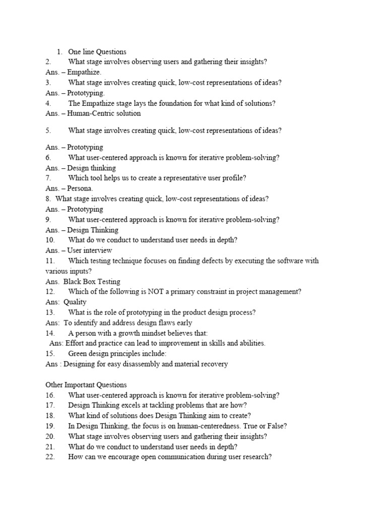 Question Bank DT | Download Free PDF | Design Thinking | Sustainable Design