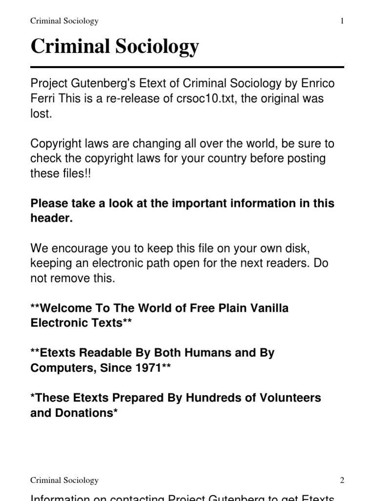 Criminal Sociology | Crimes | Crime & Justice