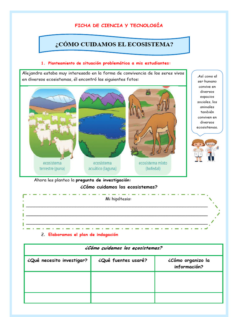 Ficha Cyt Mart 21 El Ecosistema y Sus Cuidados 933623393 Prof Yessenia ...