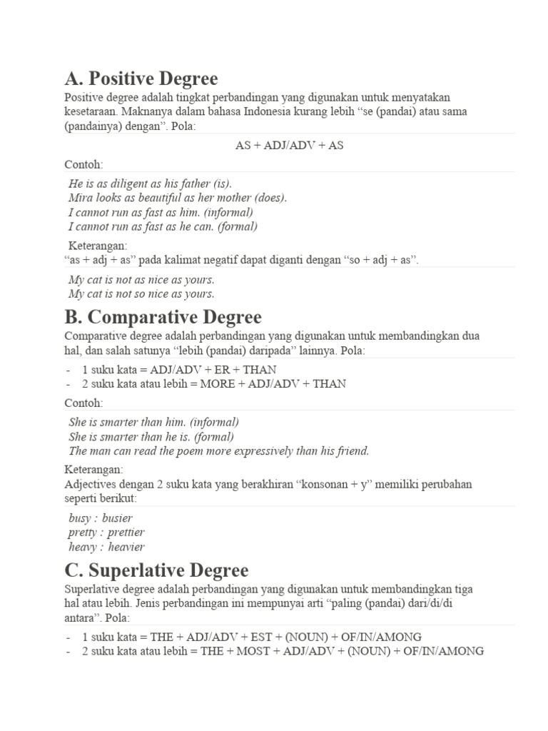 Panduan Lengkap Comparison Degrees | PDF