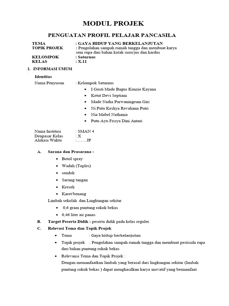 Contoh Modul P5 | PDF