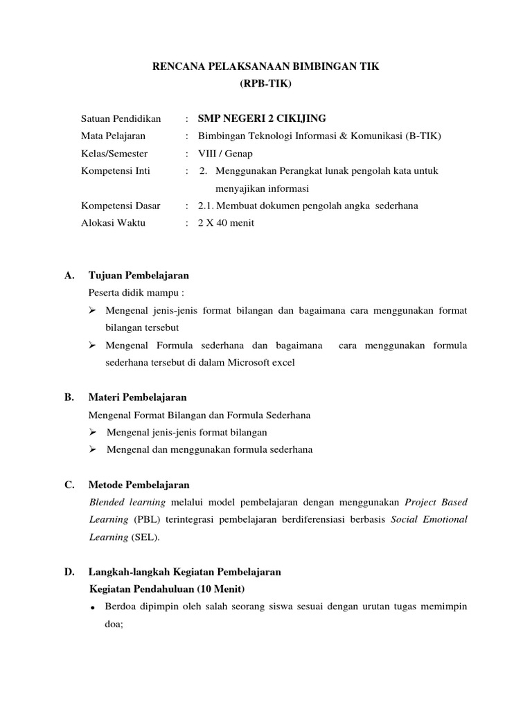 RPP Form Bilangan | PDF | Komputer