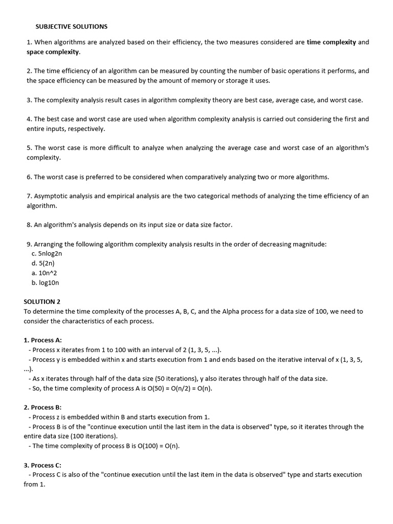 Big o Solutions To Past Questions 1 | PDF | Queue (Abstract Data Type) | Time Complexity